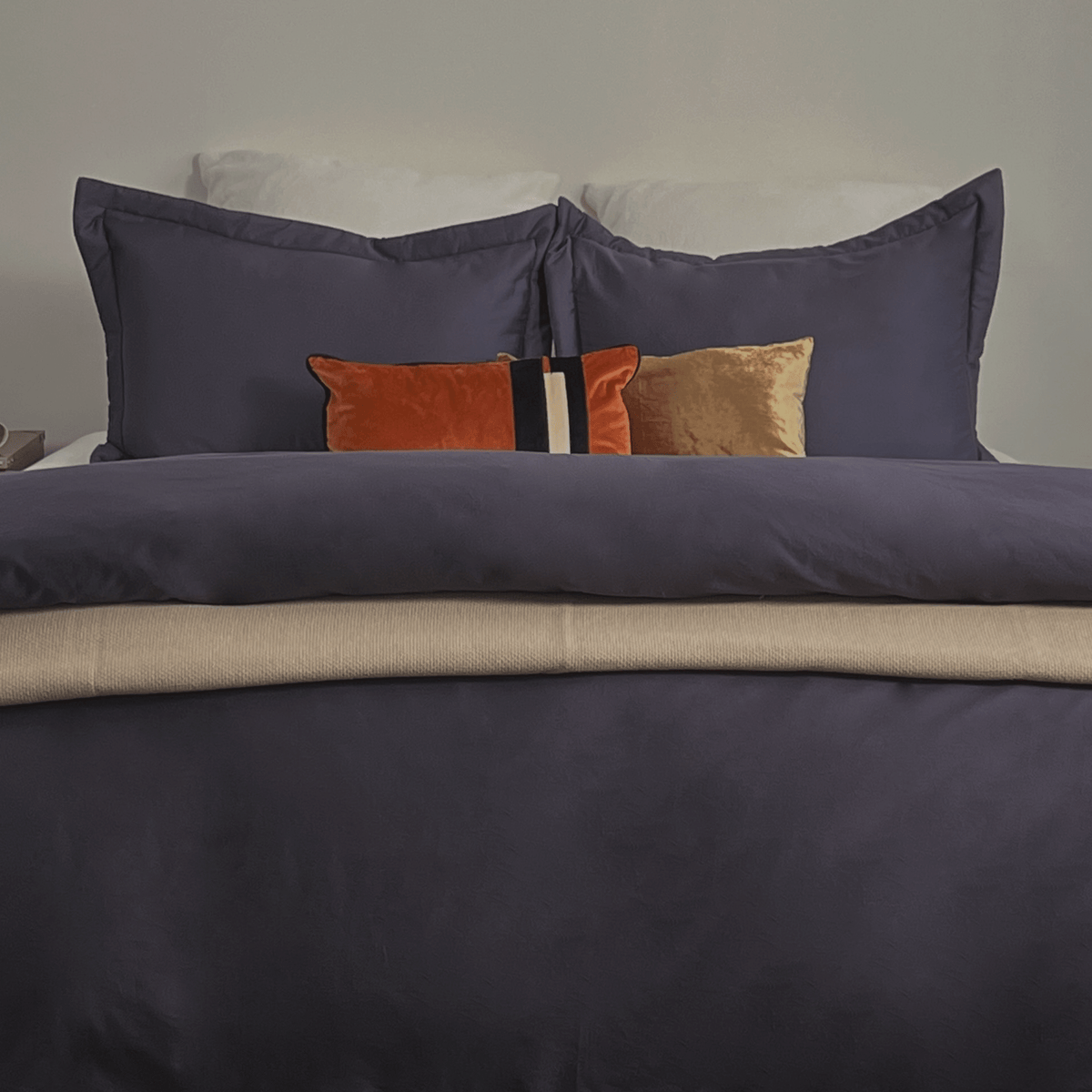 Graphite Gray Easy-Change Cotton 3-Sided Zipper Duvet Cover | Beddley